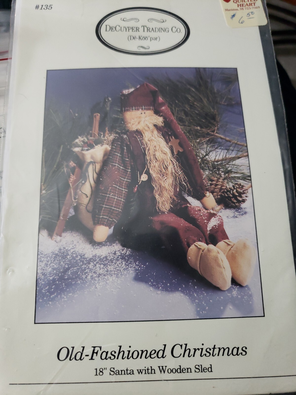 OLD FASHIONED CHRISTMAS 18" Santa with Wooden Sled Pattern DeCuyper ...