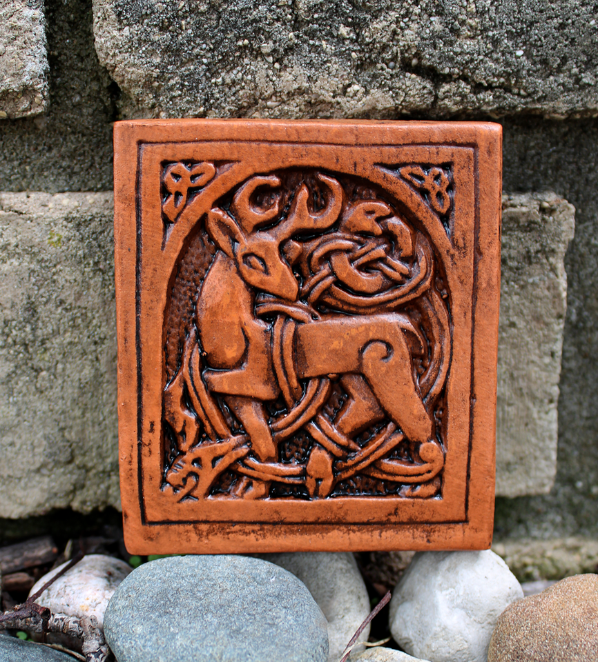 Small Celtic Knot Stag Plaque - Dryad Design - Irish Knotwork Deer ...