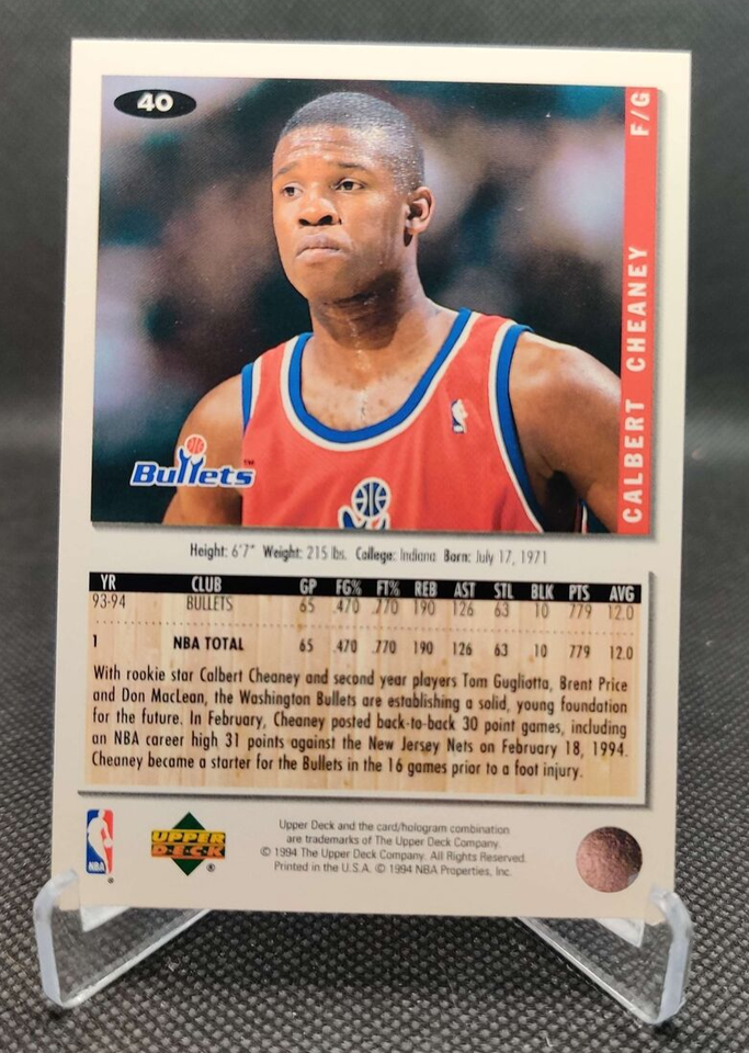 1994-95 Upper Deck Collector's Choice #40 Calbert Cheaney Washington ...