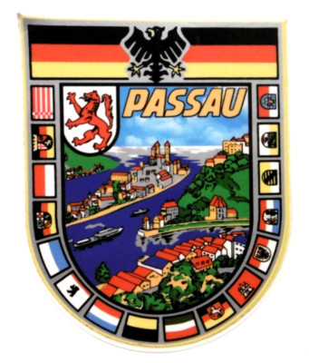Souvenir-Aufkleber Passau Veste Dreiflüsse-Eck Inn Donau Ilz Bayern 80s ...