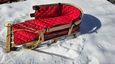 ll bean wooden pull sled children excellent condition with pad | eBay