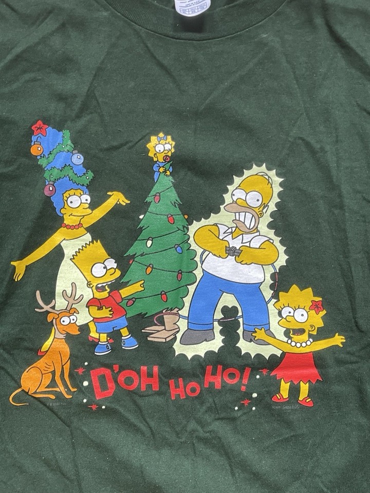 The Simpsons Vintage Y2K 2000s Christmas Funny humor Green Graphic T ...