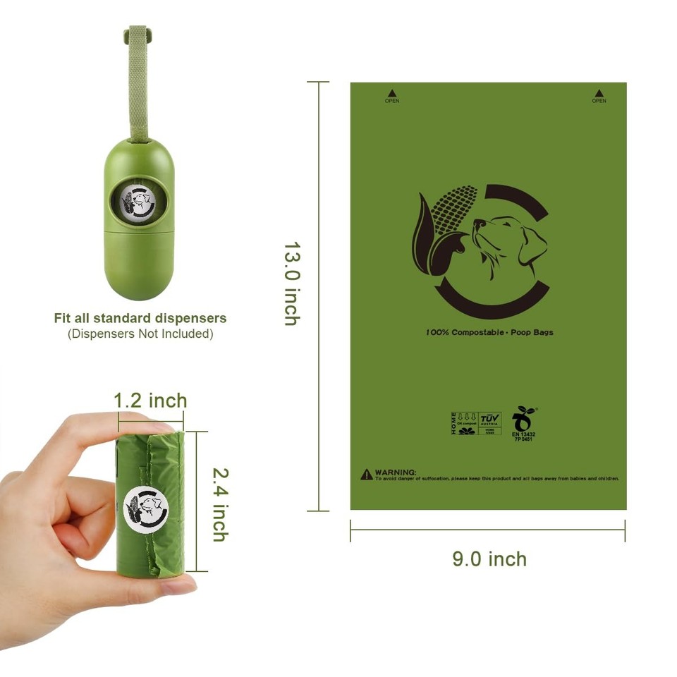 Certified Compostable Dog Poop Bags, 270 270 Count (Pack of 1), Forest ...