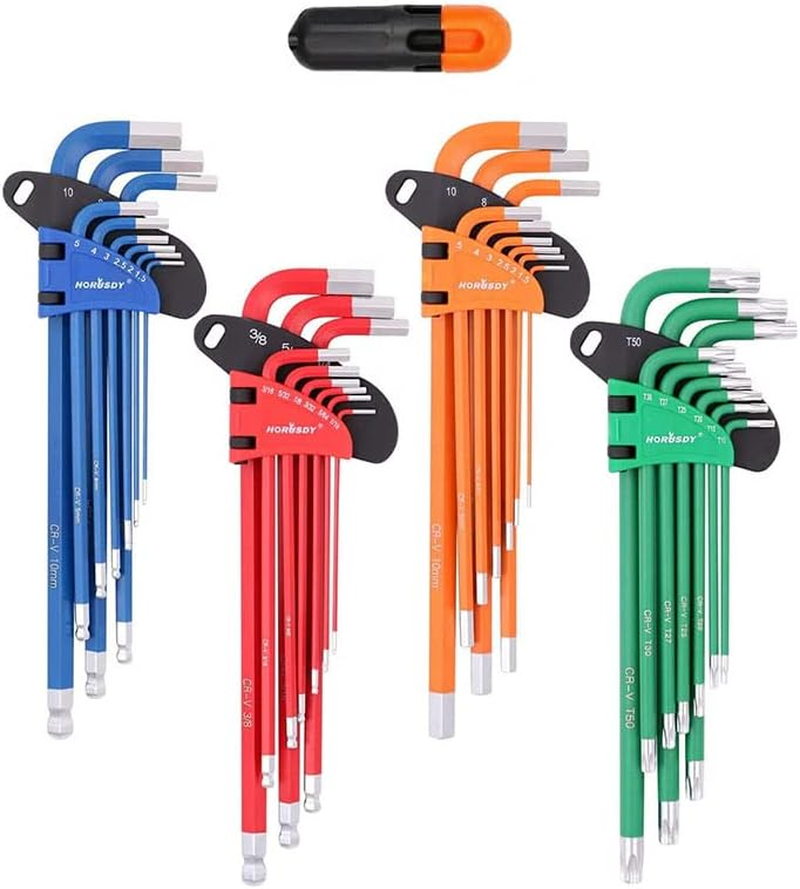 HORUSDY 36Pcs Allen Key Set, Ball-End Hex Wrench Tamper Proof Torx Star ...