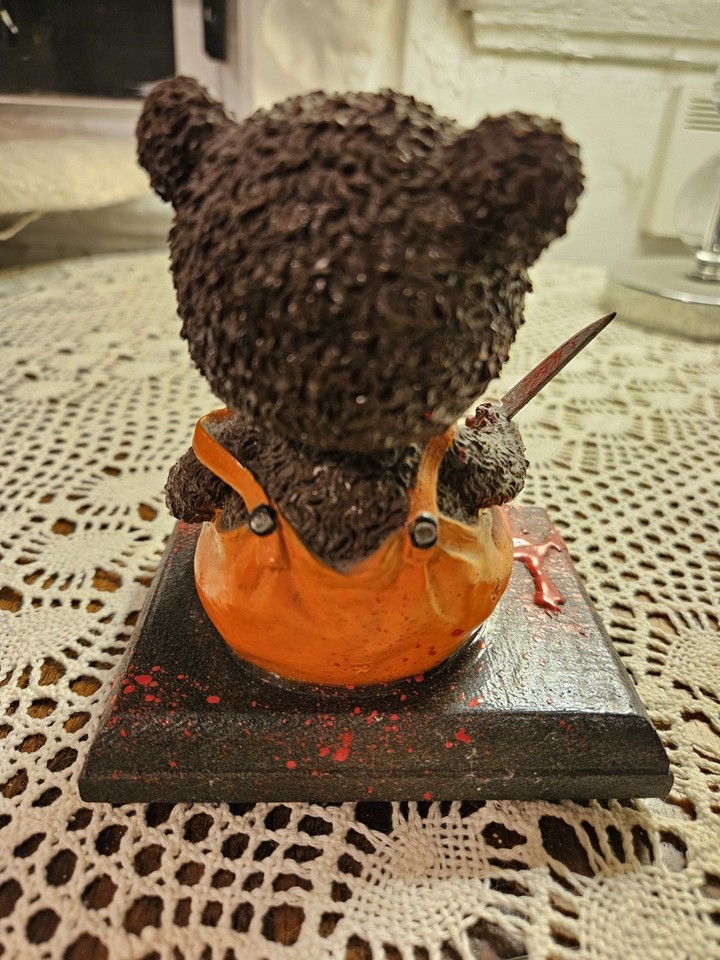 Scary Horror Teddy Bear with Knife Bobblehead Creepy Halloween Figurine ...