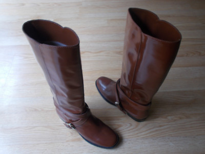 Marc by Marc Jacobs Tall Flat Riding Boots Polished Leather sz 38.5 US ...