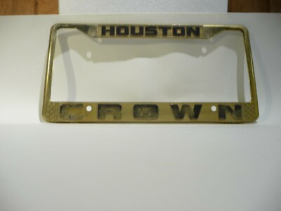 HOUSTON CROWN License Plate Frame Metal Embossed Gold Black Texas | eBay