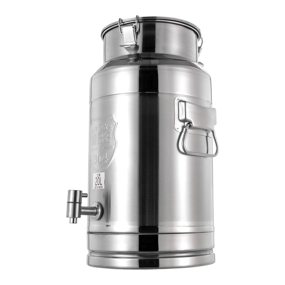 20L Milk Can Oil Pail Storage Bucket 304 Stainless Steel Wine Barrel ...