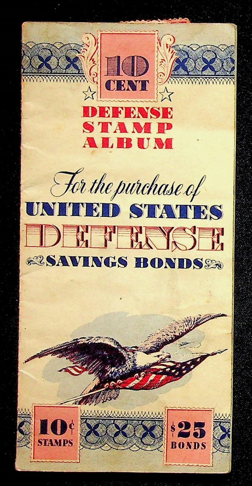 USA 10 Cent Defense Stamp Album W 36 Stamps Original Folder Savings usa-10-cent-defense-stamp-album-w-36-stamps-original-folder-savings