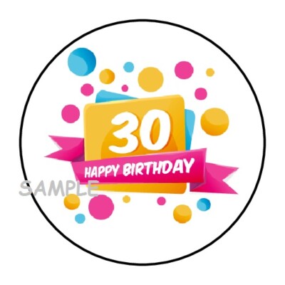 (30) 30TH BIRTHDAY ENVELOPE SEALS LABELS STICKERS 1.5" ROUND FAVORS | eBay