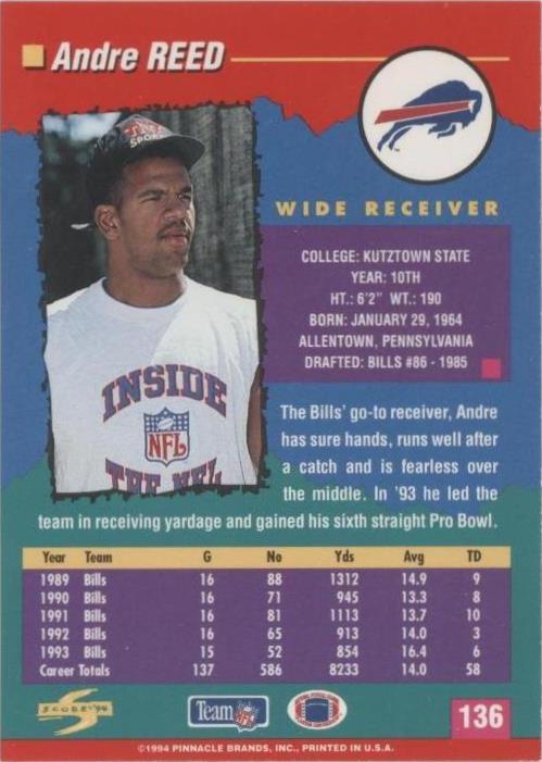 1994 Score Andre Reed #136 for sale | eBay