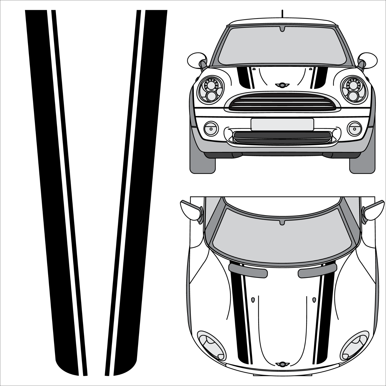 3M Tapered Racing Stripes Decals for Mini Cooper Clubman Countryman ...