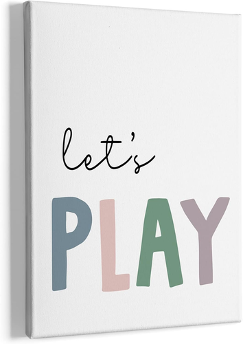 Play Quotes Let’S Play Framed Canvas Painting Wall Art Decor, Playroom ...