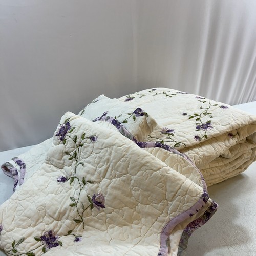 vctops 3-Piece Elegant Floral Embroidered Bedspread Coverlet Set 100% ...