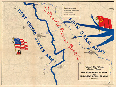 Celebrating Elbe Day 1945 - WW2 WWII Poster - World War 2 Map ...