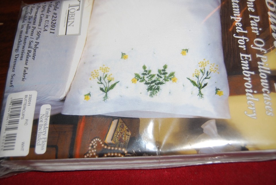 Tobin Stamped Pillowcases for Embroidery 21" x 29" 1 Pair Different ...