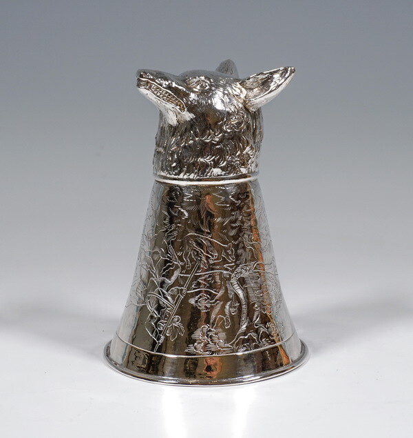 Silver Fall Mug Wien Vienna Wolf Head Stirrup Cup Silver Um 1902 | eBay