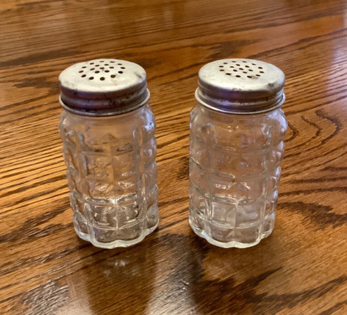 Vintage Clear Waffle Glass Anchor Hocking Salt & Pepper Shakers ...