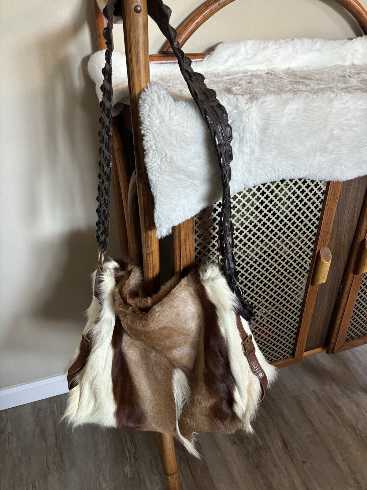 Springbok Fur , Crocodile Tail Tote Shoulder Bag, Hand Make. | eBay