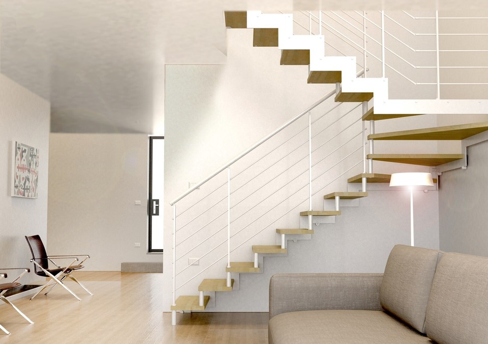 Indoor Straight Winder Staircase Stairs Kit One Side Z-Shape Steel ...