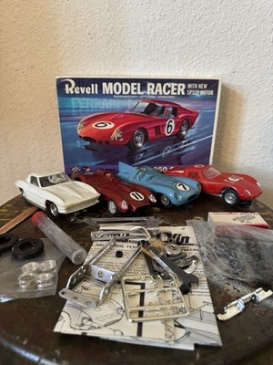 Vintage 60s SLOT CAR PARTS Lot Revell 1/32 Model Kits Ferrari Jaguar ...
