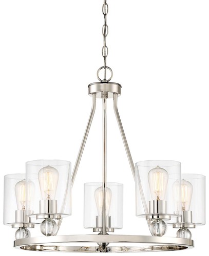 Minka Lavery 3075-613 Nickel Studio 5 5-Light 26"W Chandelier With ...