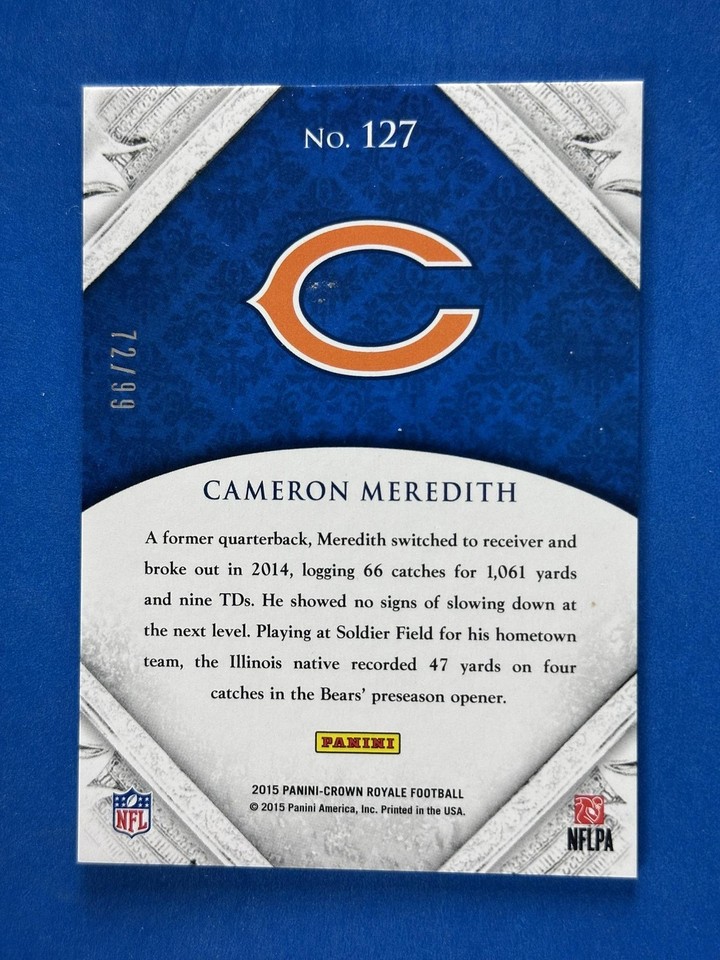 2015 Panini Crown Royale Gold #127 Cameron Meredith Chicago Bears #/99 ...