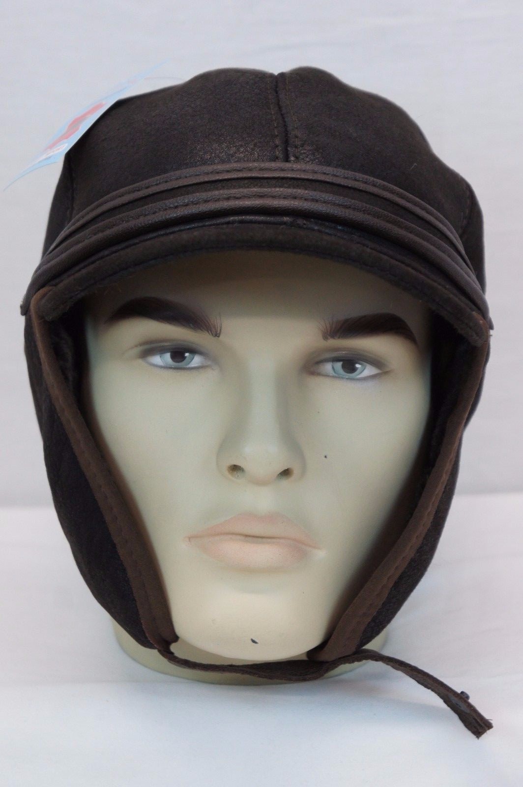 100% Sheepskin Shearling Leather Aviator Hat Elmer Fudd Trapper Hunting ...