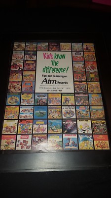 AIM Records Kids Albums Rare Original Promo Poster Ad Framed! | eBay