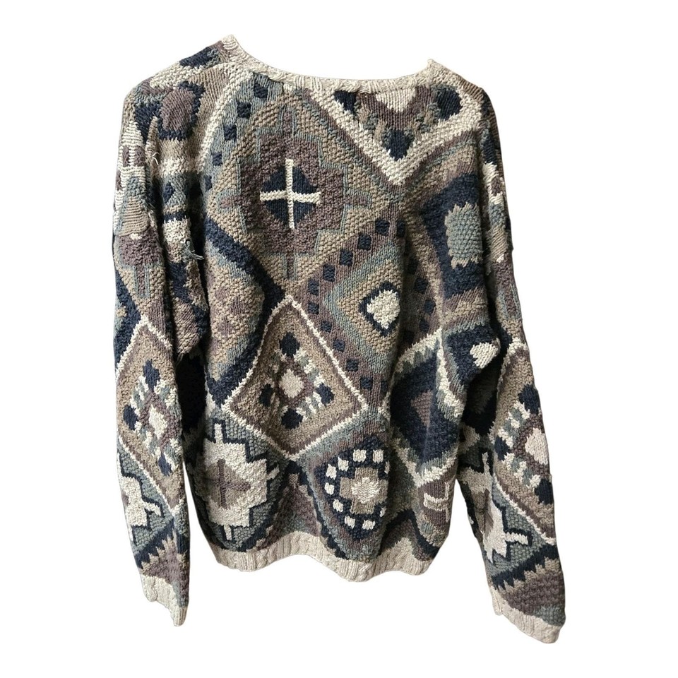 Vintage Sweater Hand Knitted Cosby Style Earth Tones 1887 Shops Size XL ...
