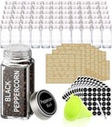 66 Glass Spice Jars with 703 Spice Labels, Chalk Marker and Funnel ...