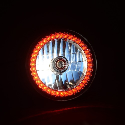 (1)7" H6024/6014 Red LED Angel Eye Ring Halo Headlight Blinker Turn ...