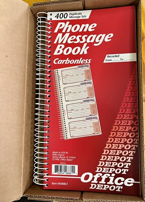 Office Depot Telephone Message Books 2 Part Carbonless 5 Books | eBay