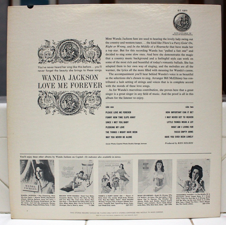 Rare Country LP - Wanda Jackson - Love Me Forever - Capitol # ST 1911 ...