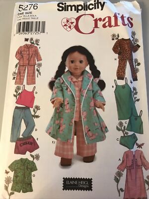 Simplicity 5276 Sewing Pattern 18'' Doll Clothes Nightgown Robe PJ's ...