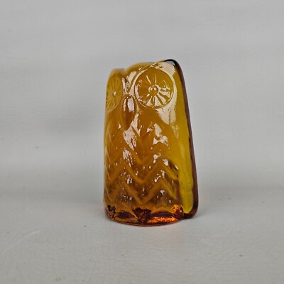 Blenko Owl Bird Blood Orange Glass Figurine Paperweight or Bookend 4.5 ...