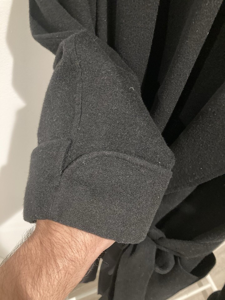 $3999 Daniel Hanson Angora Cashmere Wool Blend Black Robe Dressing Gown ...