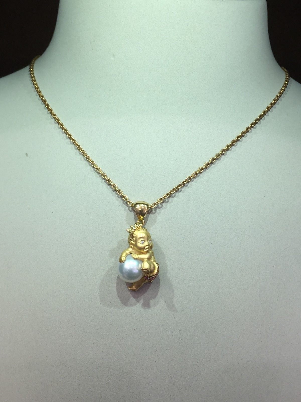 MAGERIT JOYAS Necklace with CHILD HOLDIG PEARL 31640 18k Yellow | eBay