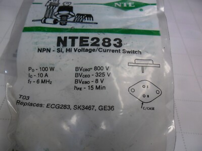 NTE283 NPN, SI Hi-Voltage/Current Switch | eBay