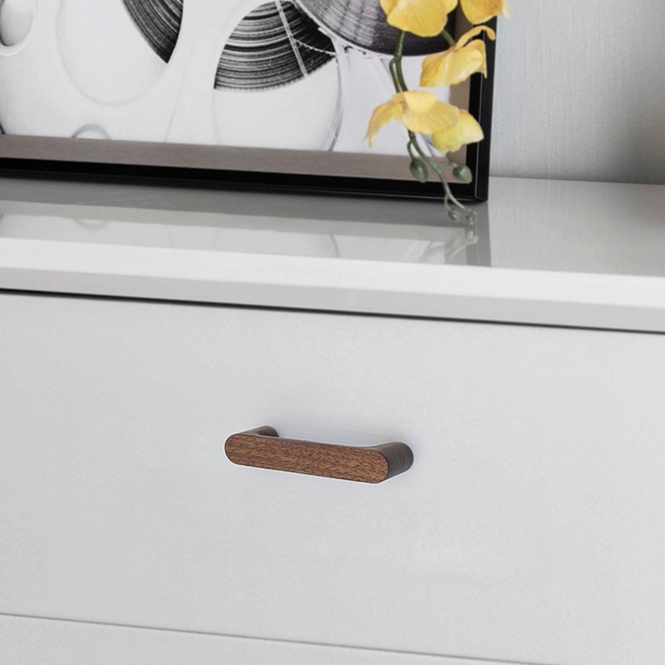 6 Pack Walnut Wood Drawer Pulls Handles Rustic Cabinet Dresser Knobs 4 ...