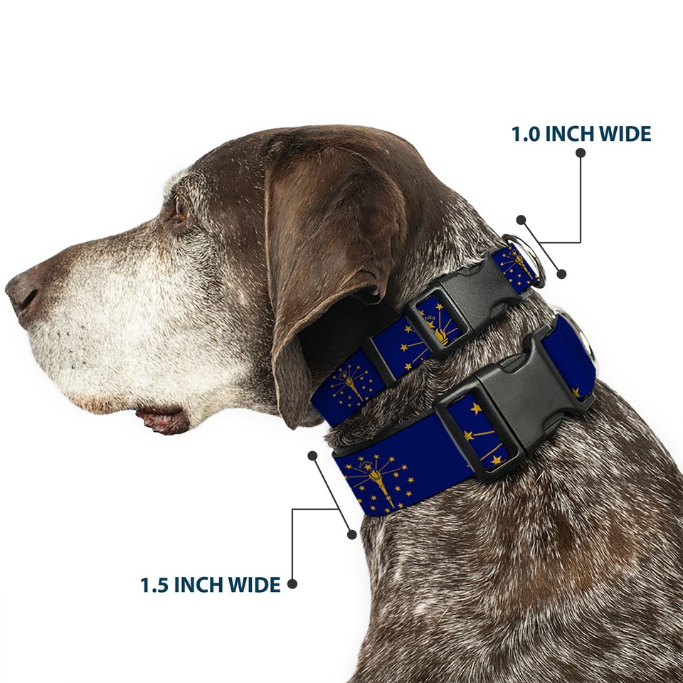 Plastic Clip Collar Indiana Flag/Torch CLOSE-UP Navy Blue/Gold Medium ...