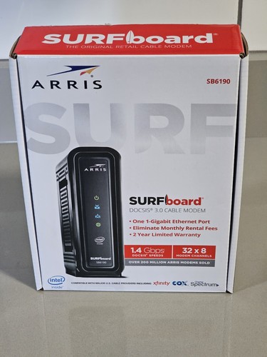 ARRIS SURFboard SB6190 DOCSIS 3.0 32 x 8 Gigabit Cable Modem, Never ...
