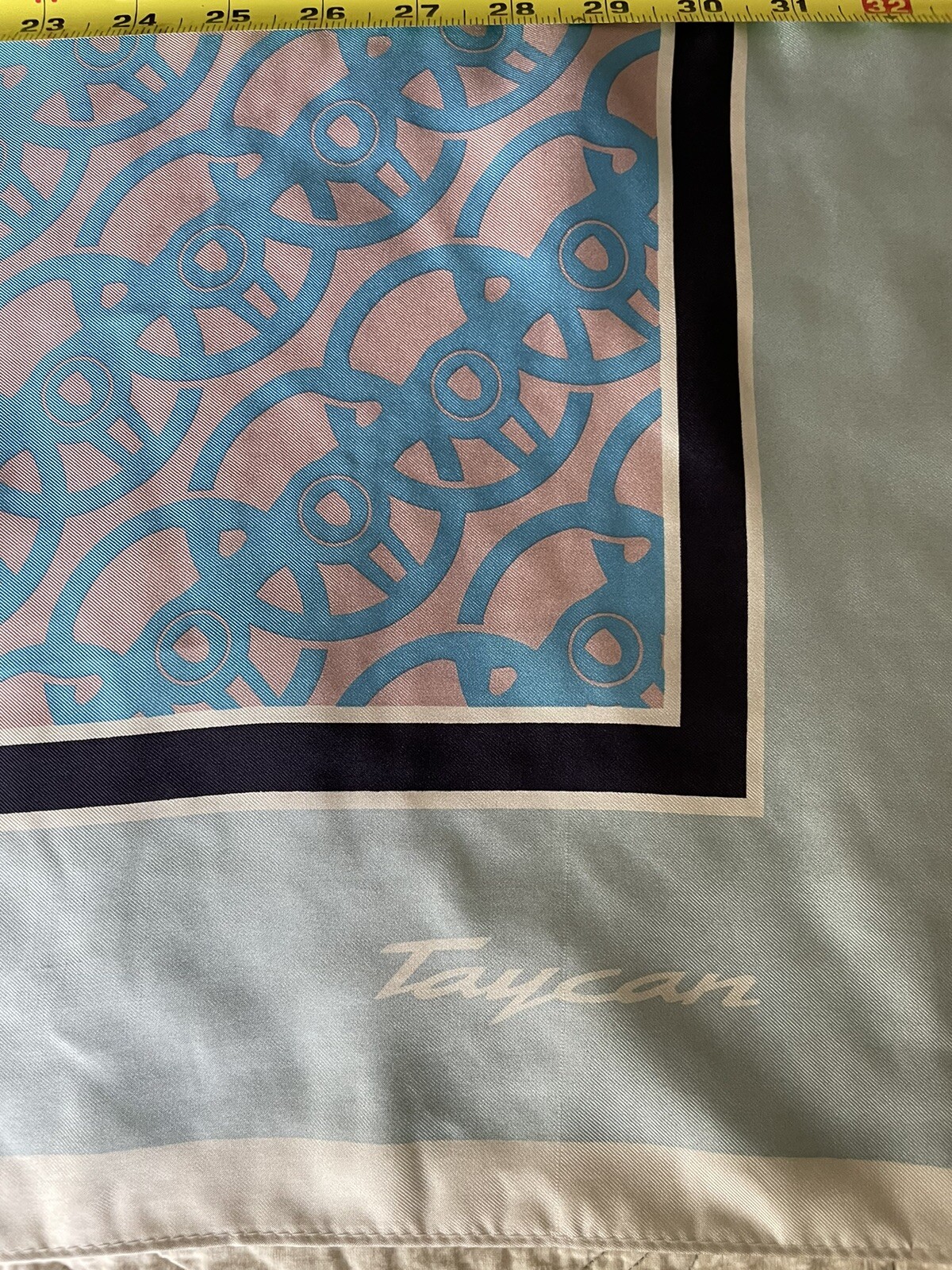 Porsche Taycan Blue Square Natural Silk Driving Scarf… - Gem