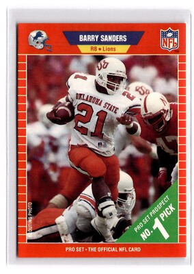 1989 Pro Set Barry Sanders #494 Pro Set Prospect No. 1 Pick Detroit ...