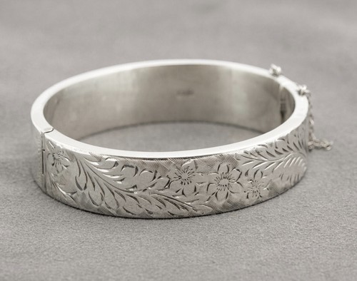 Vintage Sterling Silver Hinged Bangle/Bracelet Victorian Design Hallmarked 1965 | eBay UK