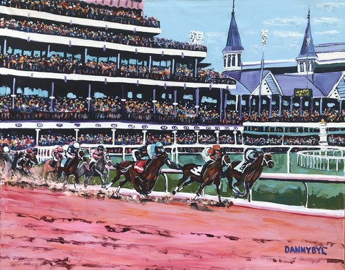HORSE RACING 2023 Kentucky Derby Original Art PAINTING DAN BYL Large ...