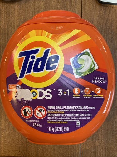 Tide Pods, Spring Meadow,7 2 Count per pack, 64 Ounce 3 in 1 detergent ...