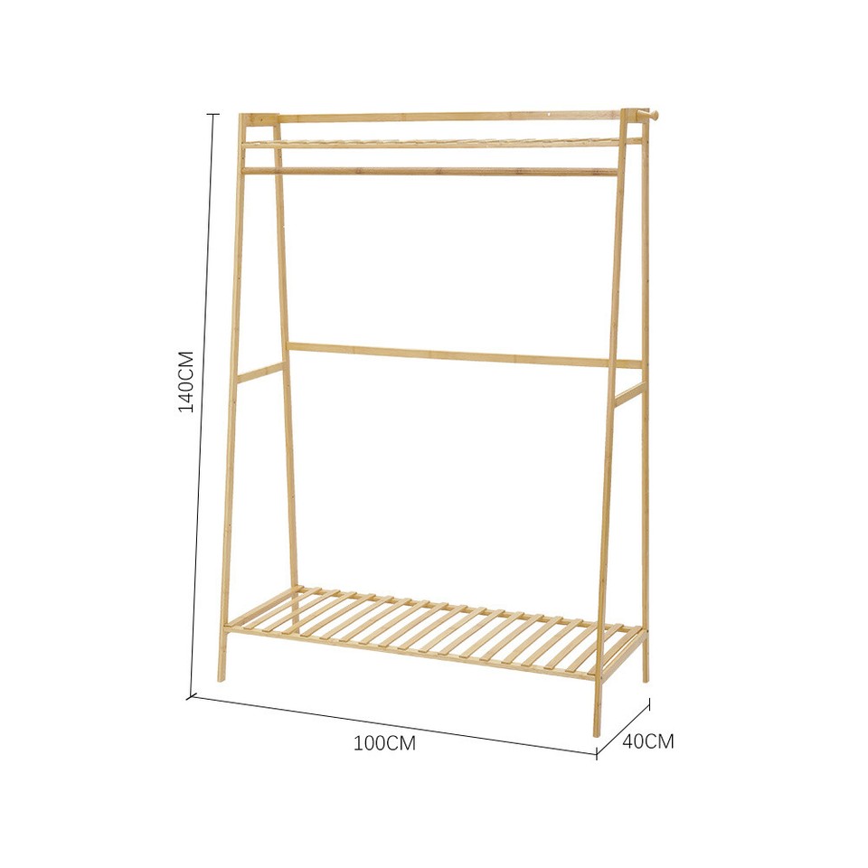 Solid Wooden Clothes Rail Rack Garment Hanging Display Stand Open ...