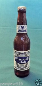 WISCONSIN CLUB BEER BROWN GLASS EMPTY 12 OZ RETURNABLE BOTTLE VINTAGE ...