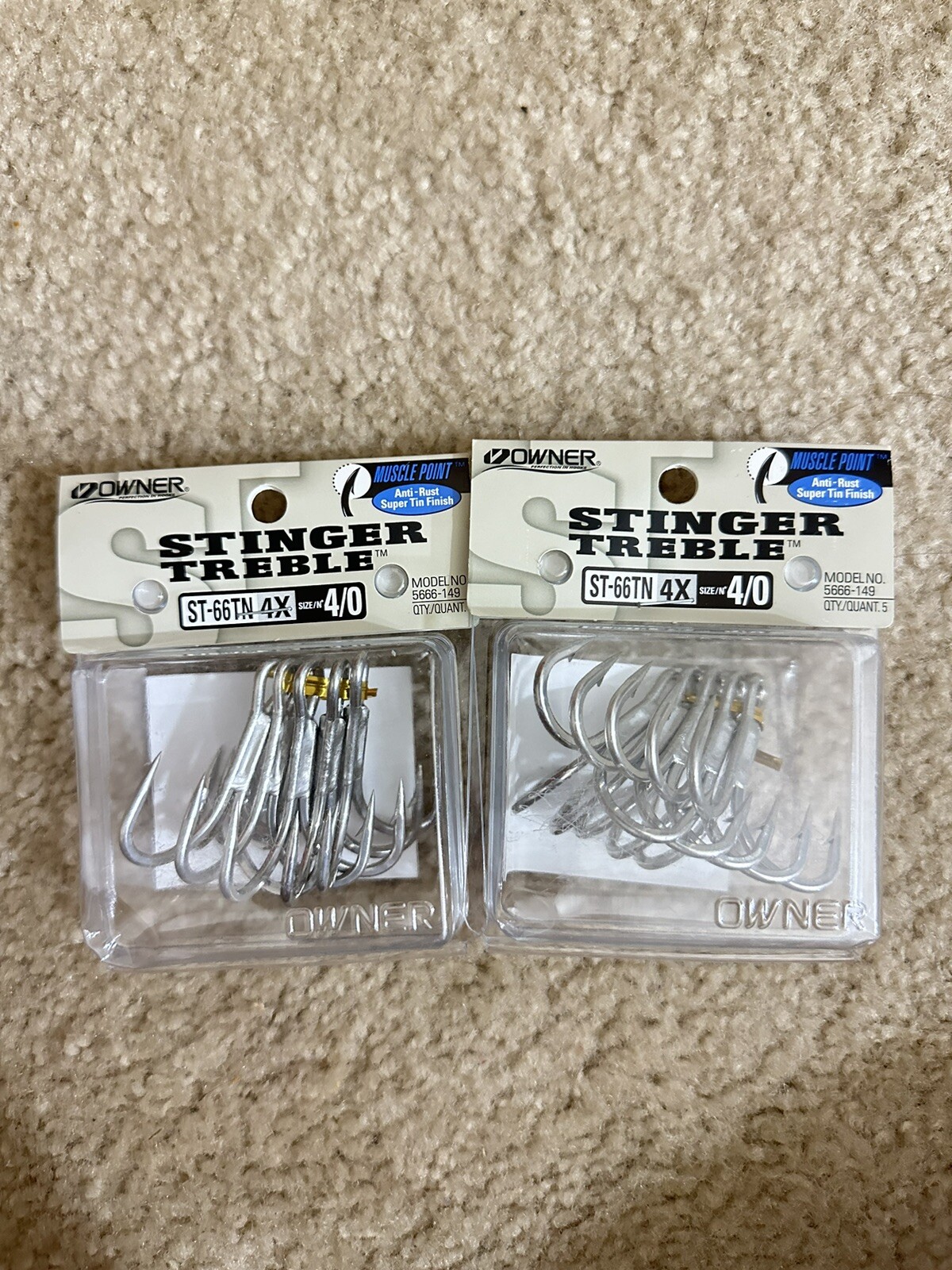 Owner ST-66 TN 4X Treble Hook Heavy Duty Size 4/0. 2 PACKS | eBay